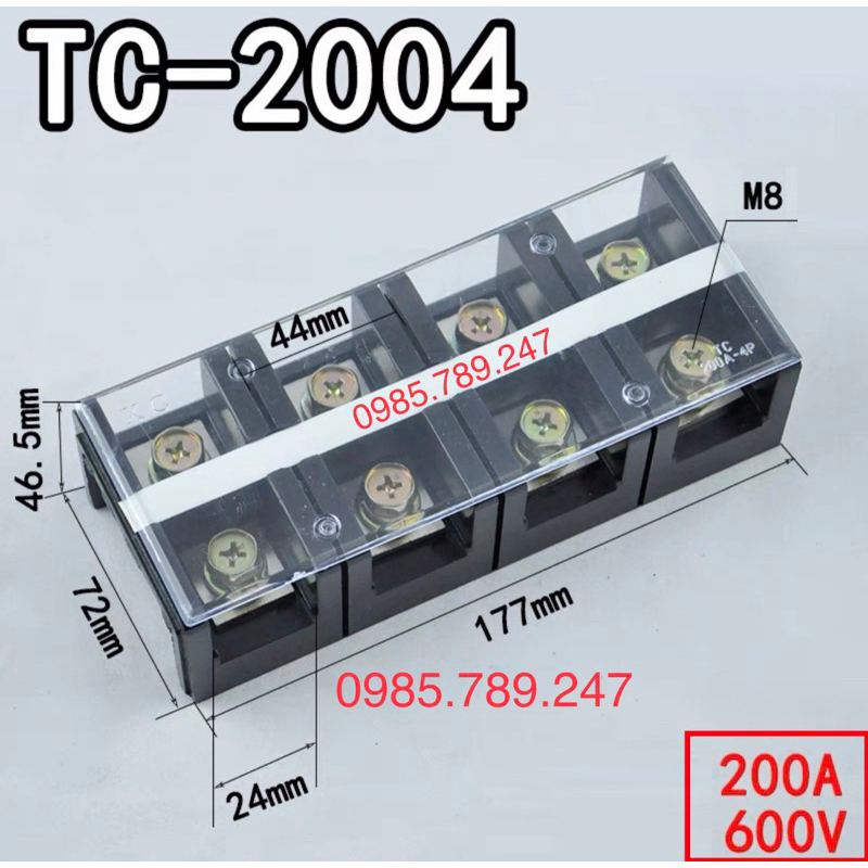 Cầu đấu điện Domino 4P 60A, 100A, 150A, 200A - 4P60A, 4P100A, 4P150A ...