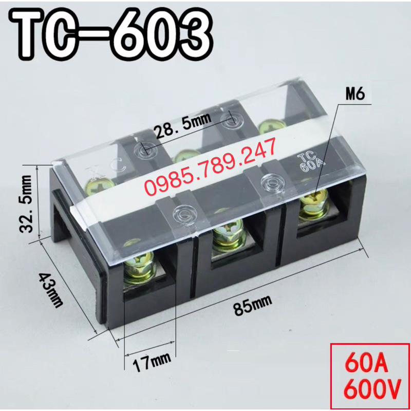 Cầu đấu điện Domino 3P 60A, 100A, 150A, 200A - 3P60A, 3P100A, 3P150A ...