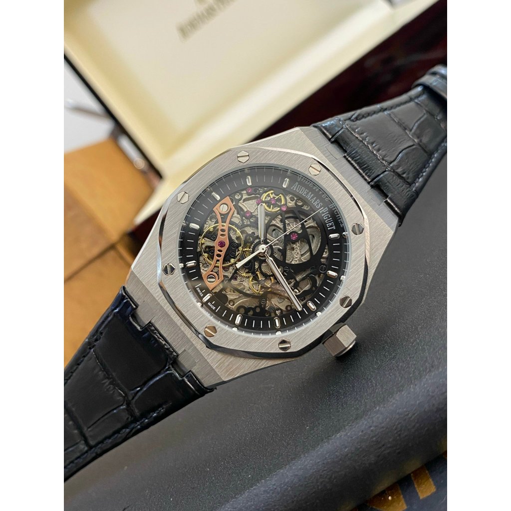 Đồng Hồ Nam AP Skeleton Sapphire Case 42mm Mặt Lộ cơ Viền trơn Máy Cơ ...