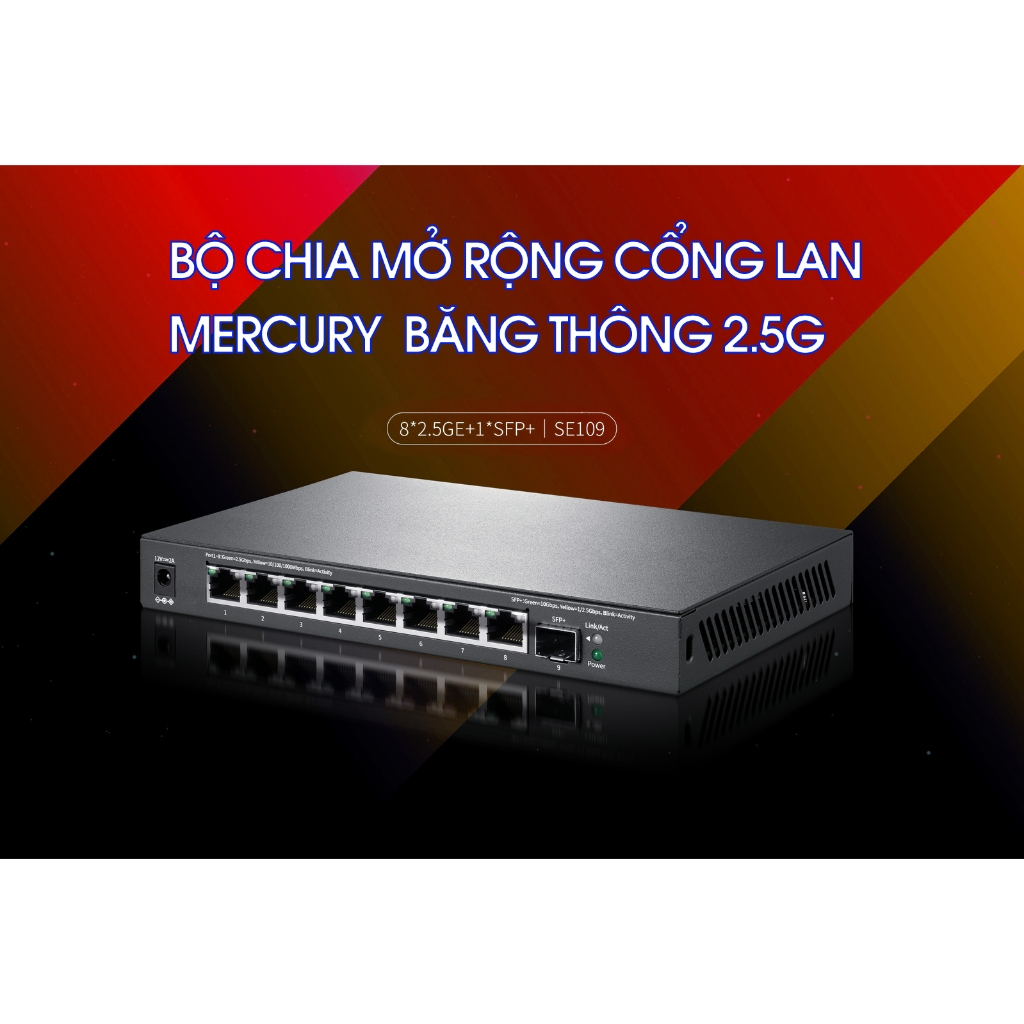 Switch Chia Lan Mercury 2.5G , SE106 / SE109 Cổng Vỏ Thép , wifi , camera - băng thông 2.5g ...