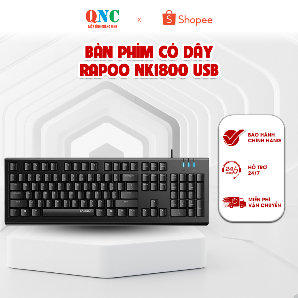 Bàn phím có dây Rapoo NK1800 USB - Hàng chính hãng - Bảo hành 12 tháng | Shopee Việt Nam