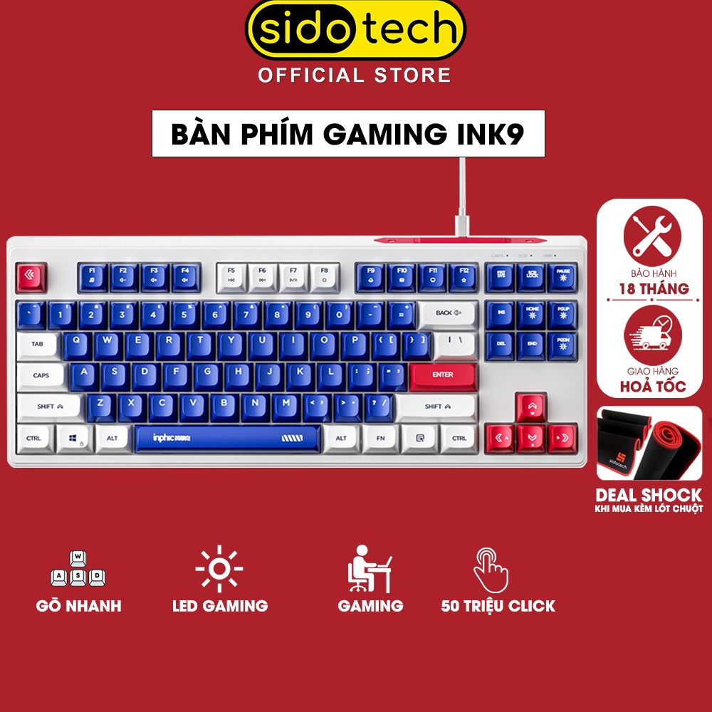 Bàn phím máy tính giả cơ SIDOTECH INPHIC INK9 Gundam có dây gaming TKL 87 key silent chống ồn ...