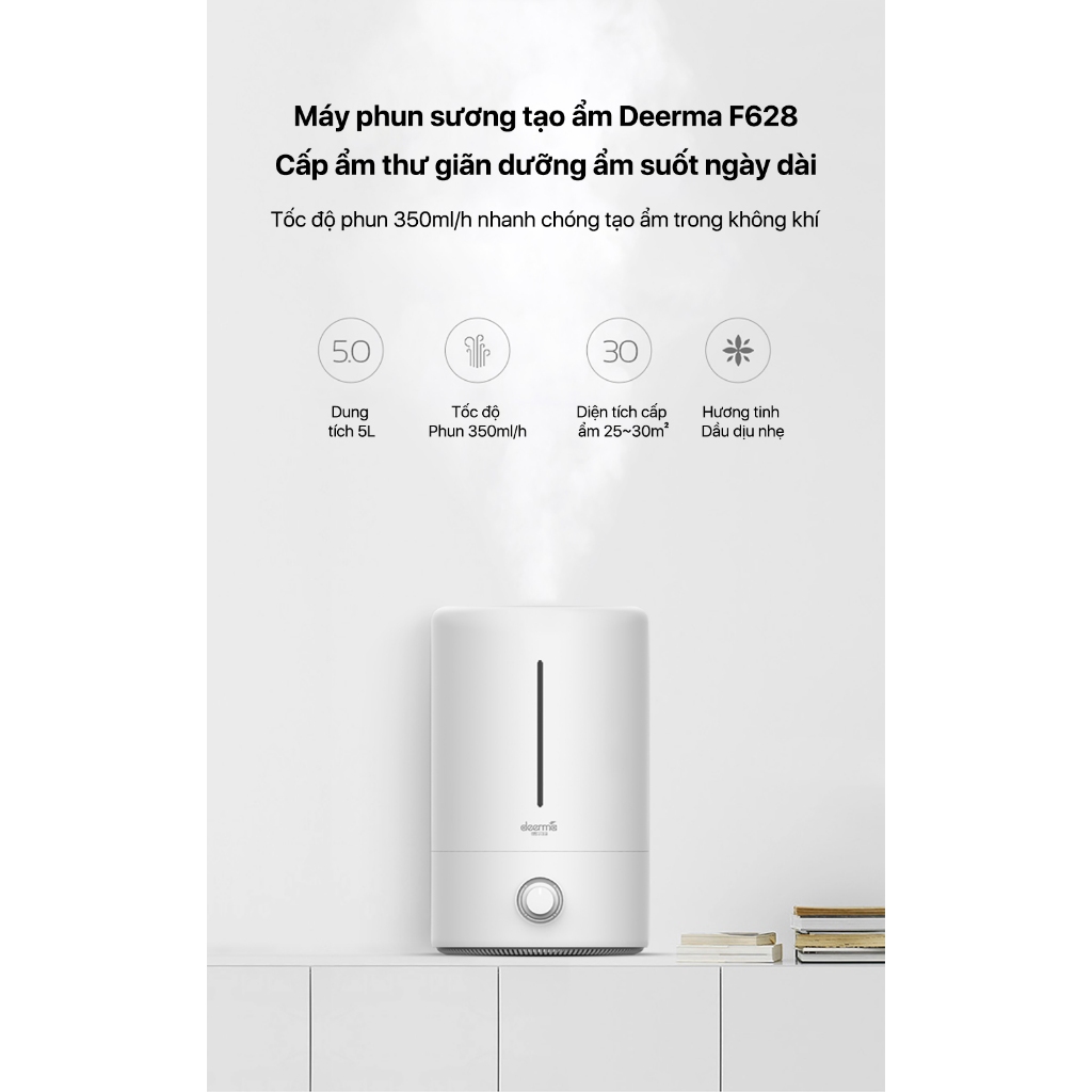 Máy Phun Sương Tạo Ẩm Không Khí Deerma F628S, F628, F600 Dung Tích 5L Tăng Độ Ẩm Nhanh, Cân Bằng ...