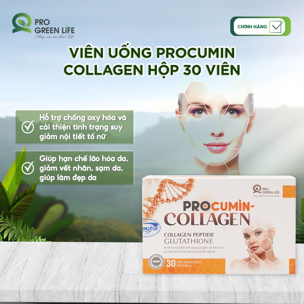 Viên uống Procumin-Collagen Pro Green Life Giúp Làm Đẹp Da, Giảm Vết ...