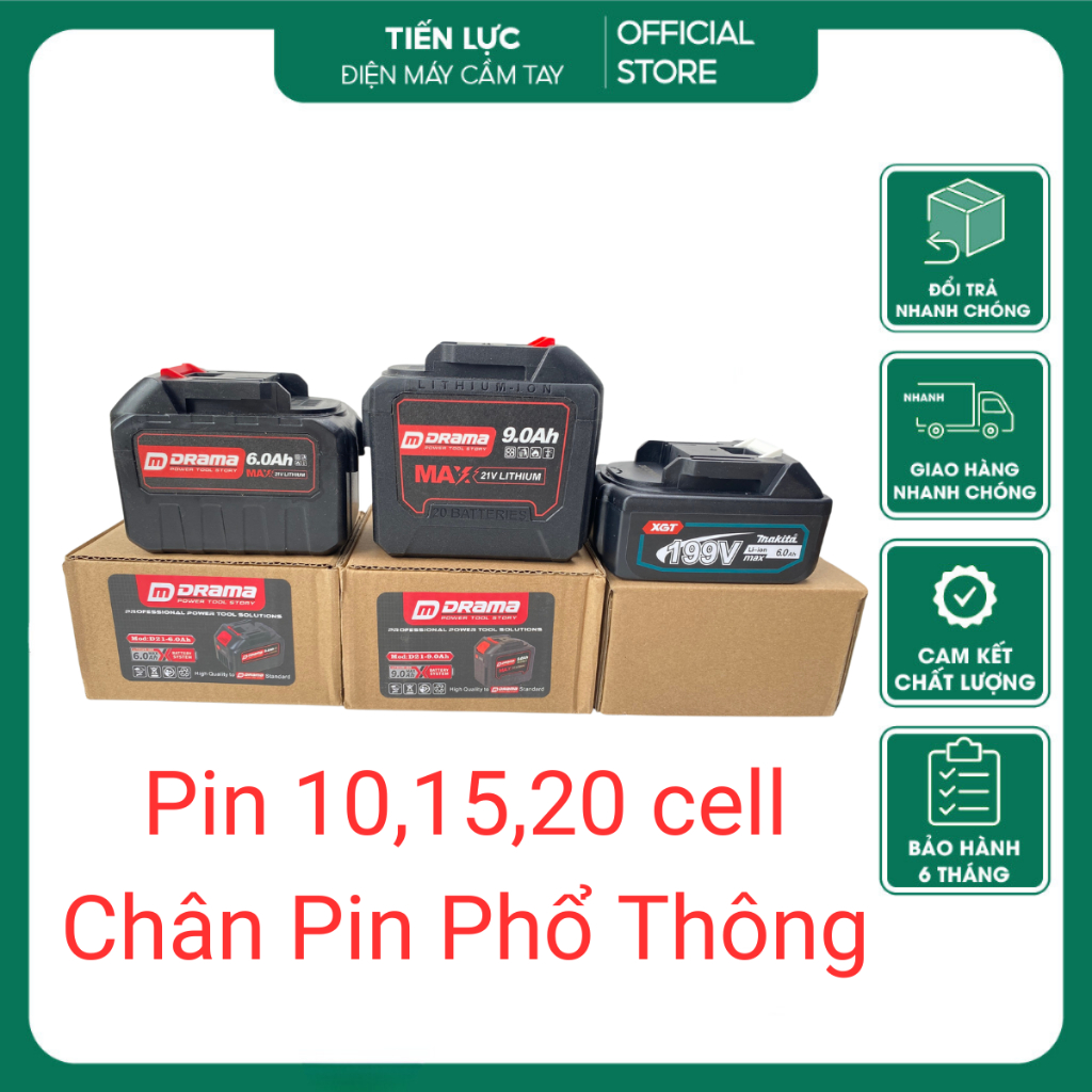 Pin MAKITA 10 cell,DRAMA 15 cell, 20 Cell Mạch 3-4 mosfed,Cell pin ...