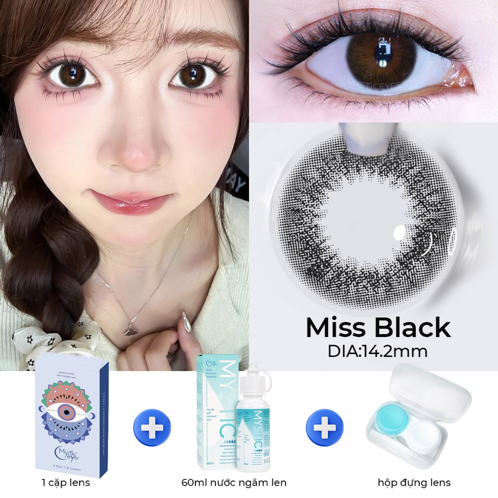 [mua 1 tặng 2 0độ]kính áp tròng cận nâu lens đen lens cận blue kính màu ...