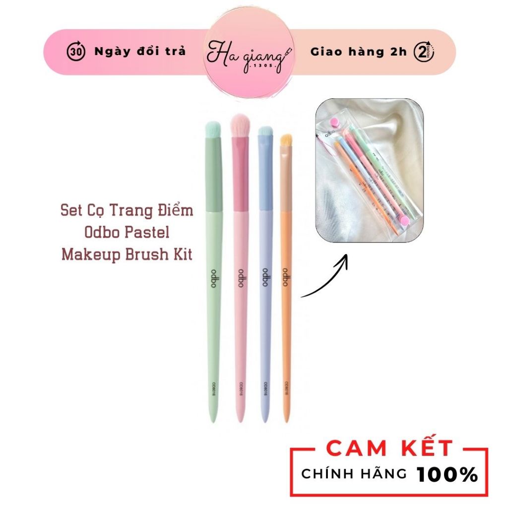 Bộ Cọ Trang Điểm 4 Cây Odbo Pastel Makeup Brush Kit OD8016 Lông Nhẹ ...