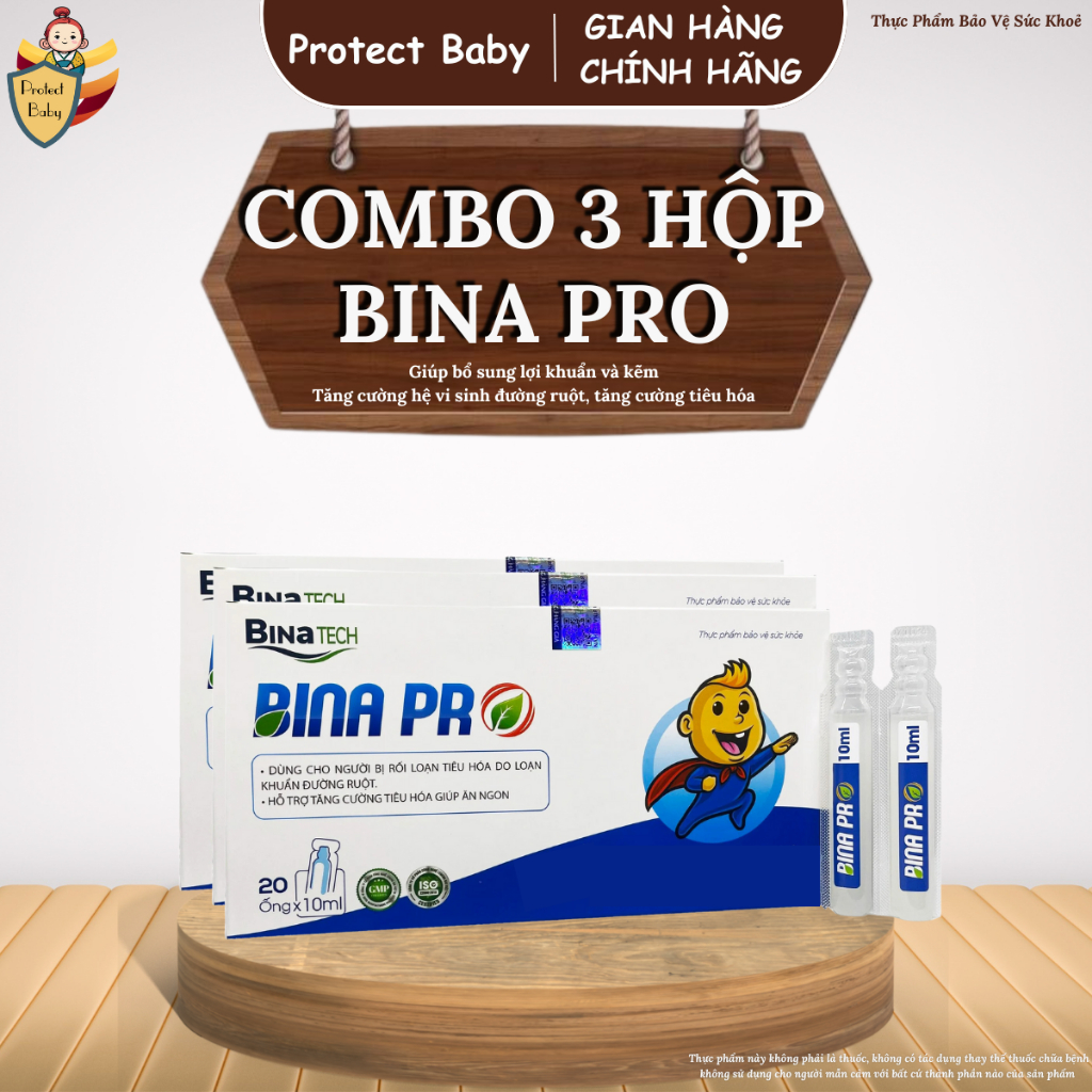 Combo 3 hộp men vi sinh bổ sung lợi khuẩn Bina Pro (Hộp/20 ống ...