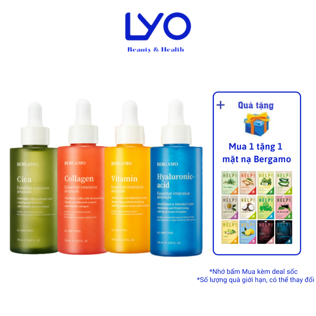 Serum Tinh Chất Bergamo Essential Intensive Ampoule Cấp Ẩm, Giảm Nếp Nhăn, Mờ Thâm Nám Hàn Quốc ...