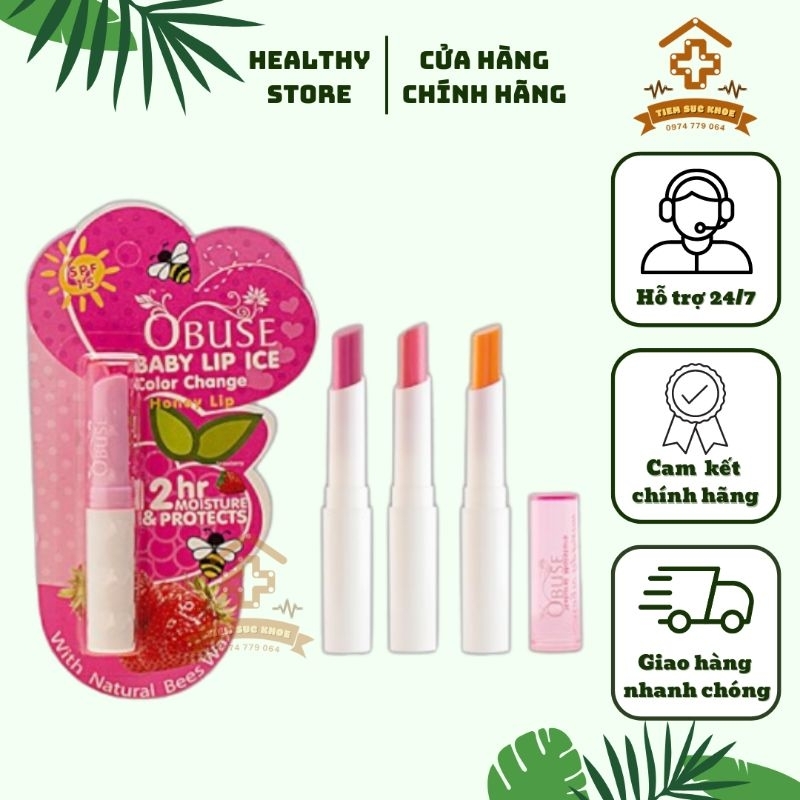 Son Dưỡng Môi Obuse Baby Lip Ice Color Change Honey Lip Moisture ...