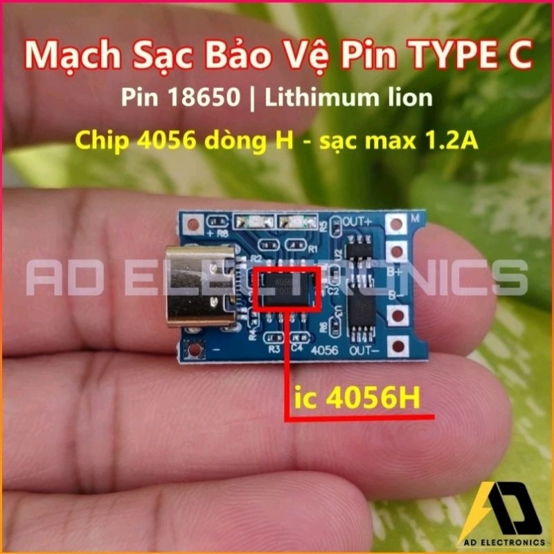 Mạch sạc pin 18650 Li-on Lithium 3.7 - 4.2V cổng usb type C new version ...