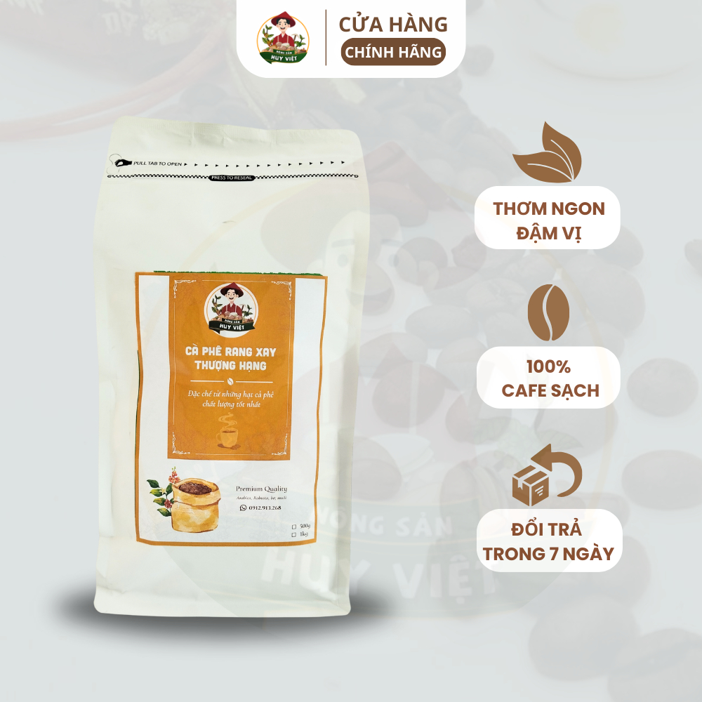 500gr Cafe rang xay thượng hạng Huy Việt, cafe xay nguyên chất rang xay ...