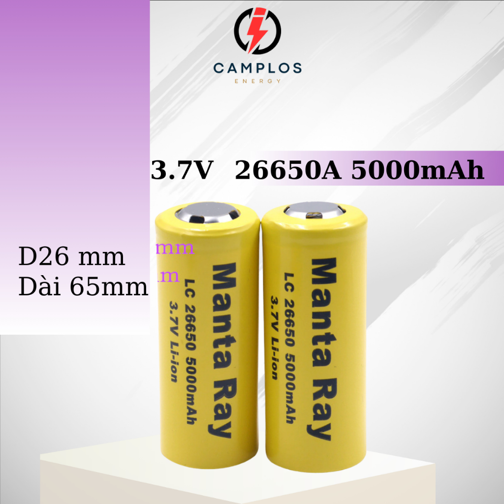 Pin lithium chuyên dụng cho đèn pin 26650 3.7V 5000mah pin sạc đầy 15A ...