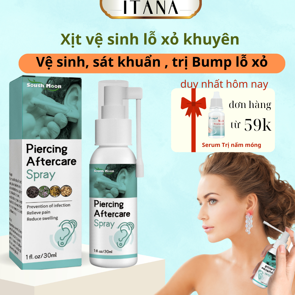 Vệ sinh lỗ xỏ khuyên tai mũi rốn Piercing Aftercare Spray xịt Bump lỗ ...