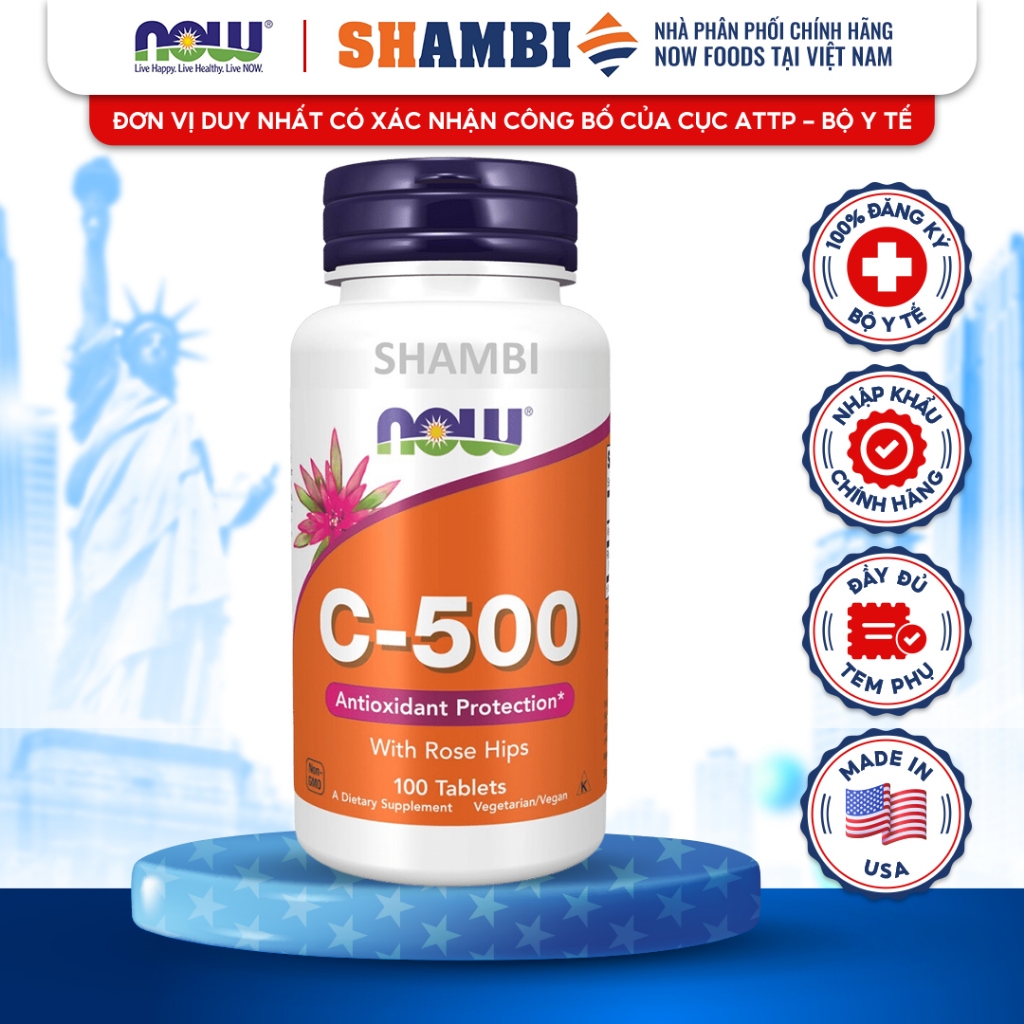 Viên Uống NOW FOODS C500 RH Bổ Sung Vitamin C Giúp Chống Oxy Hóa, Tăng ...