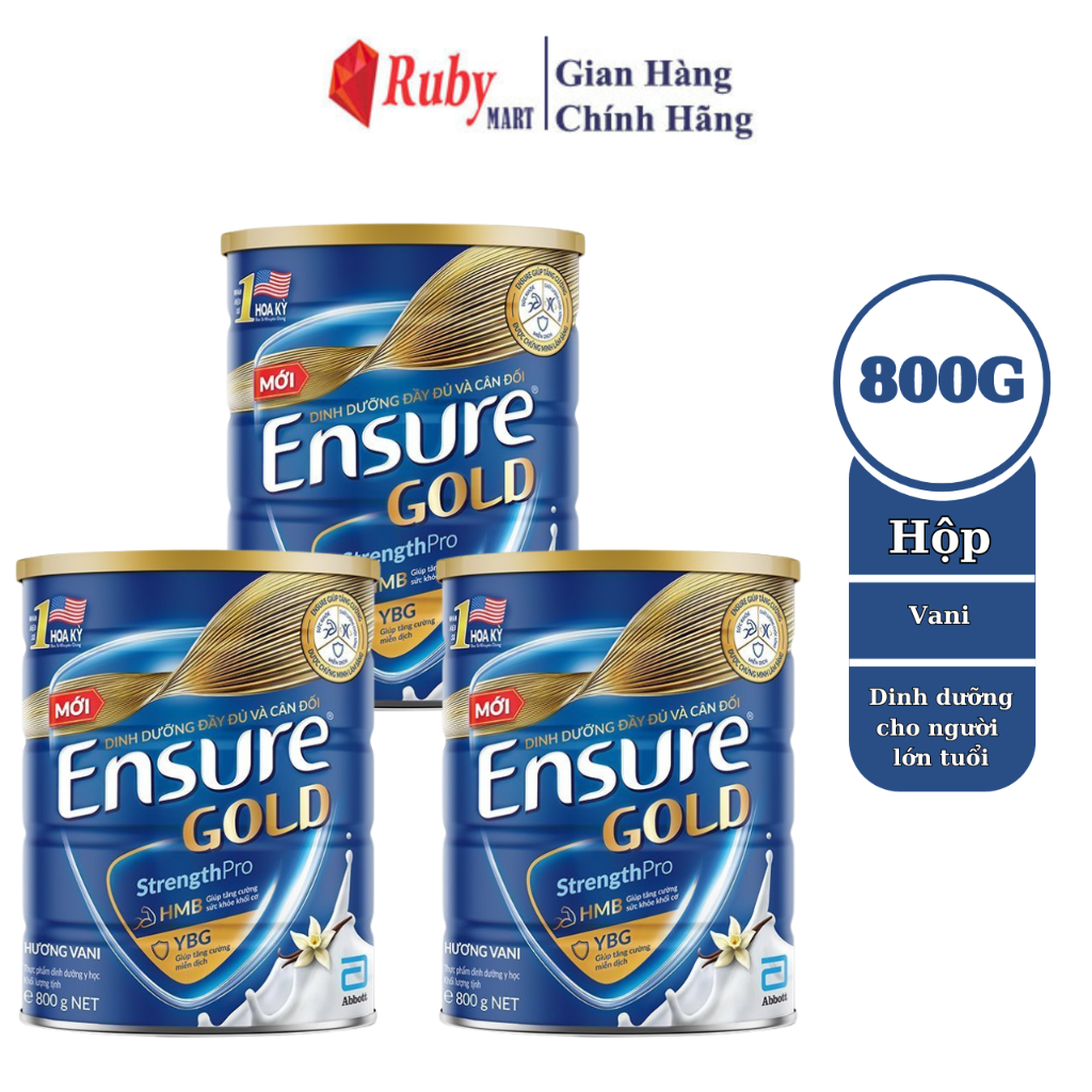 [Date T7/26] Combo 3 Lon Sữa bột Ensure Gold Abbott hương vani (HMB) 800g | Shopee Việt Nam