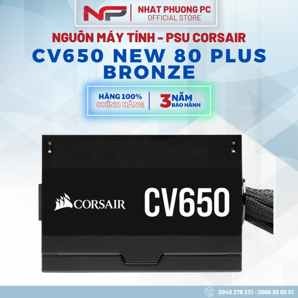 Nguồn Máy Tính Corsair CV650 NEW 80 Plus Bronze - Bảo hành chính hãng ...