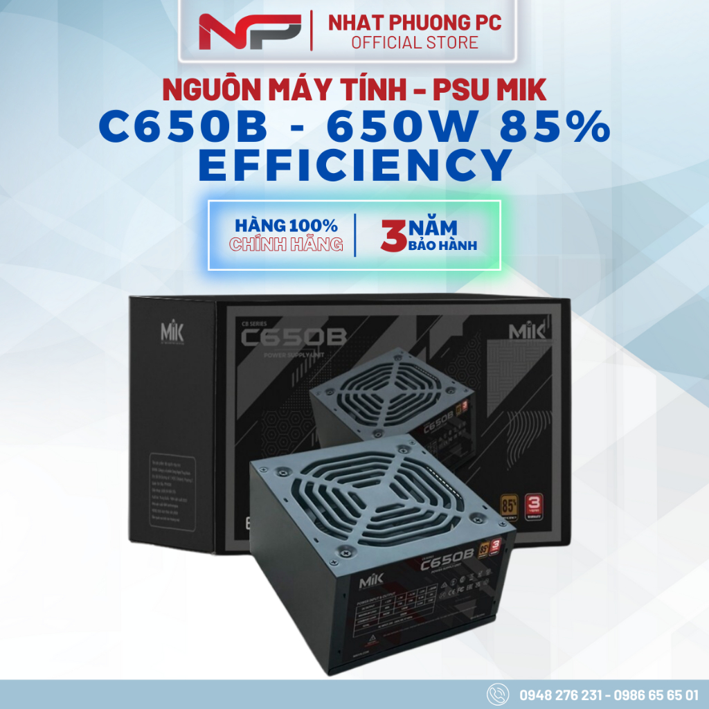NGUỒN MIK C650B - 650W 85% EFFICIENCY - Chính Hãng Bảo Hành 36 Tháng | Shopee Việt Nam