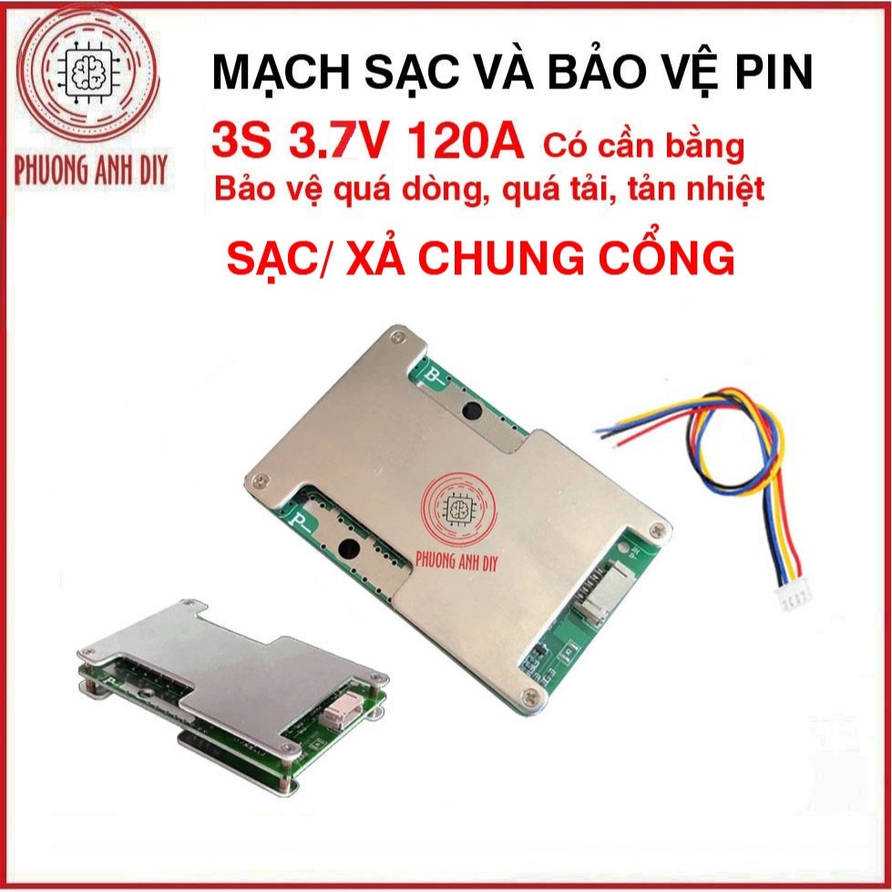 Mạch sạc và bảo vệ pin BMS 3S 120A tức thời 300A, có cân bằng, có tản nhiệt 3.7v 18650 LiFePO4 ...