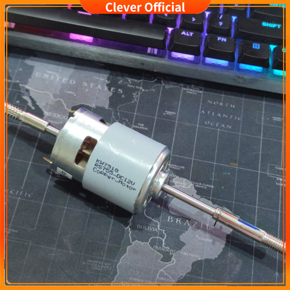 motor 755 - motor gắn 2 đầu trục gắn quạt và đầu gắn tút năng cho quạt ...
