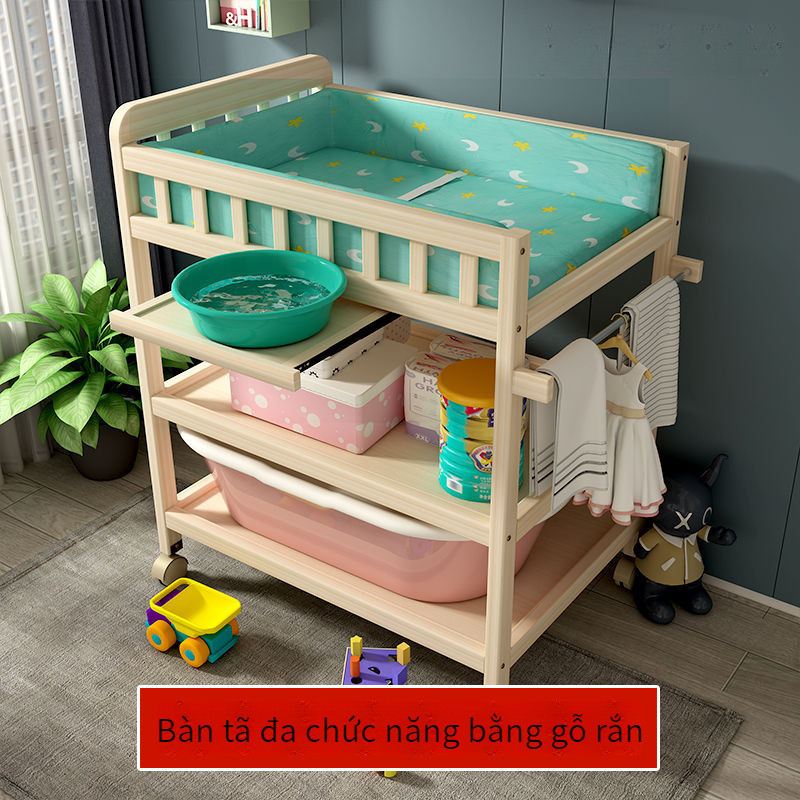 Bàn thay tã đa chức năng cho bé bằng gỗ rắn, bàn thay đồ tắm chăm sóc ...