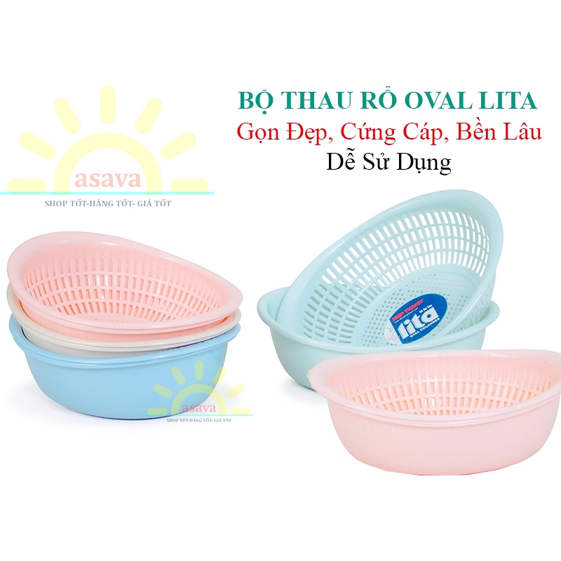 Bộ Thau Rổ Oval Rửa Rau, Ráo Nước Lita Nhựa Hiệp Thành-Cứng Cáp, Gọn ...