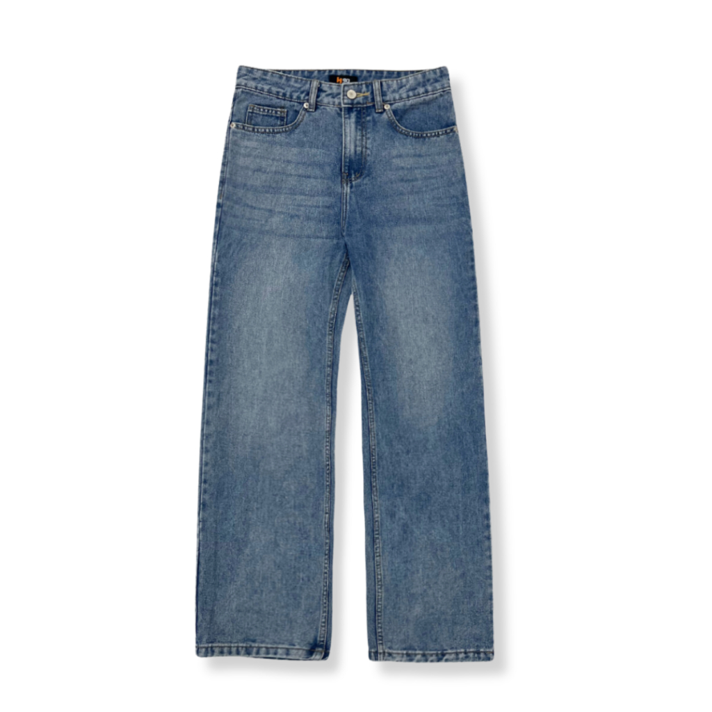 Quần Jean Nam H90 Dáng Suông Ống Đứng Unisex Chất Bò Không Co Giãn Cao ...
