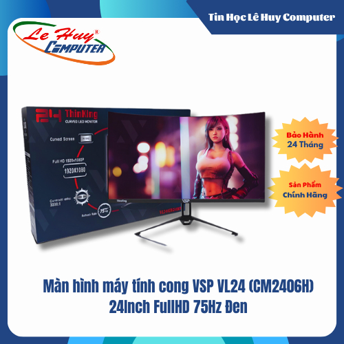 Màn hình máy tính cong VSP VL24 (CM2406H) 24Inch FullHD 75Hz Trắng/Đen ...