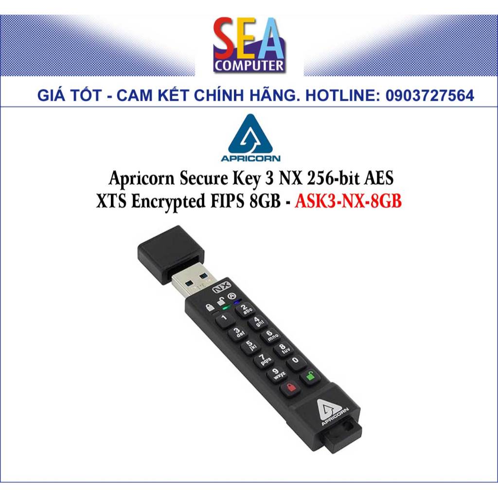 USB bảo mật - Apricorn Secure Key 3 NX 256-bit AES XTS Encrypted FIPS ...