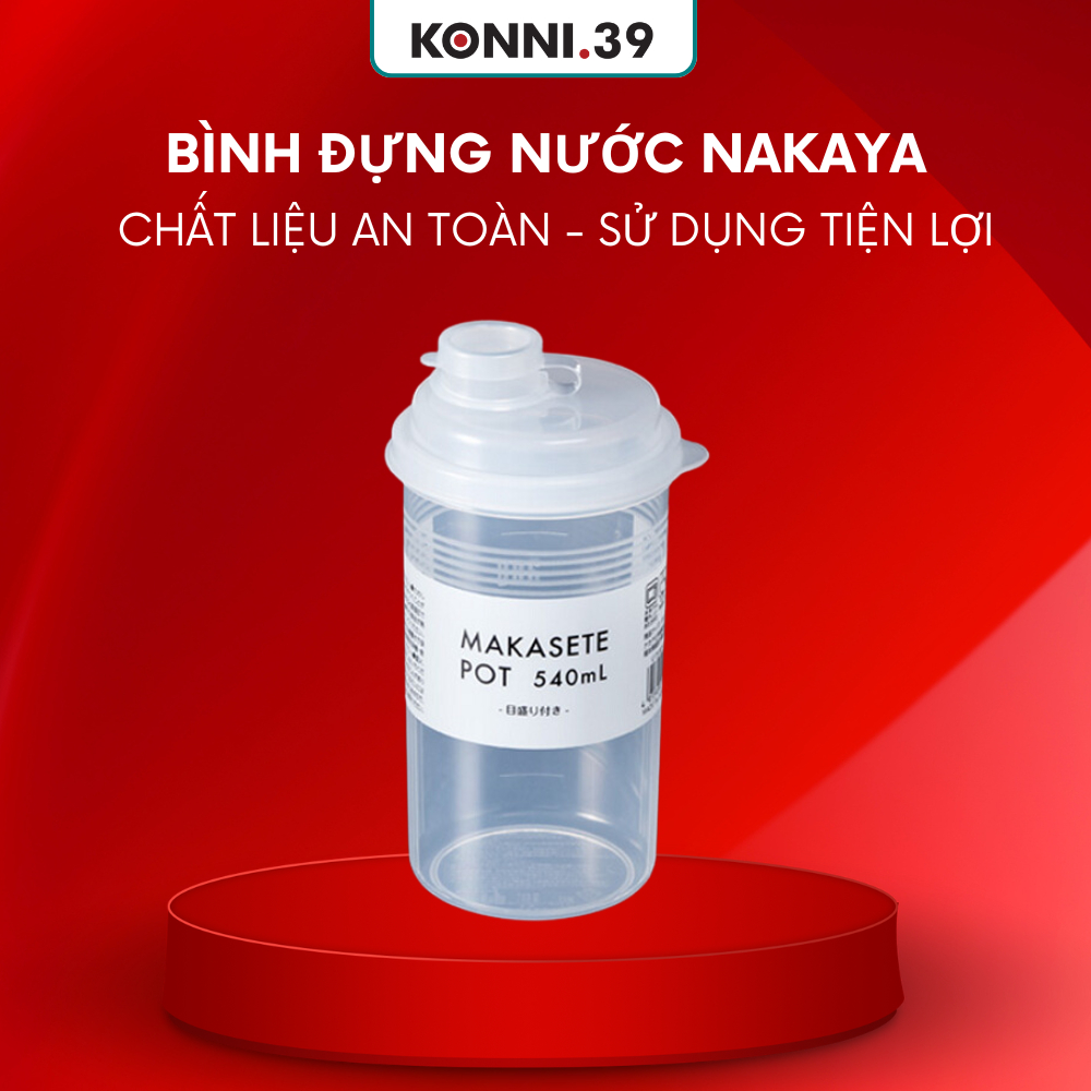 Bình đựng nước Nakaya thiết kế nhỏ gọn, chất liệu từ nhựa PP an toàn cho sức khoẻ Nhật Bản 540ml ...