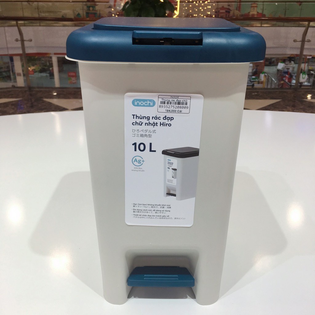 Thùng rác đạp chân chữ nhật Inochi - Hiro 10L/15L/20L/30L (loại kèm ...