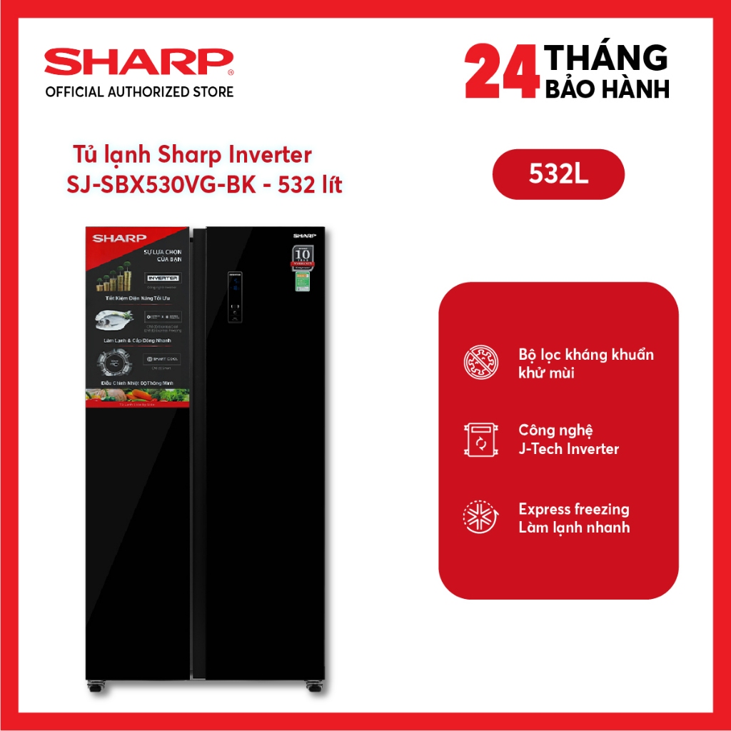Tủ lạnh SBS Sharp Inverter 532 lít SJ-SBX530VG-BK - Miễn phí giao lắp ...