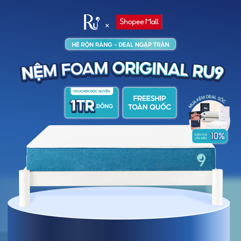 Nệm Foam Cao Cấp Ru9 Original 25cm - Trắng Xanh | 100 Đêm Ngủ Thử | 3 ...