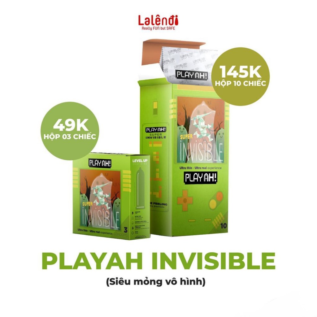 Bao Cao Su PLAYAH Super Invisible Siêu Mỏng Size 52mm Hộp 10c, Hộp 3c Lalendi Store | Shopee ...