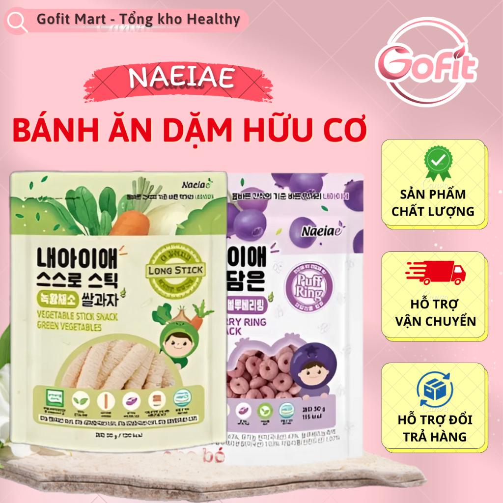 Bánh Gạo Hữu Cơ Thanh Dẹt/ Vòng/ Que Cho Bé Naeiae 30g, 40g 6m+", Gofit ...