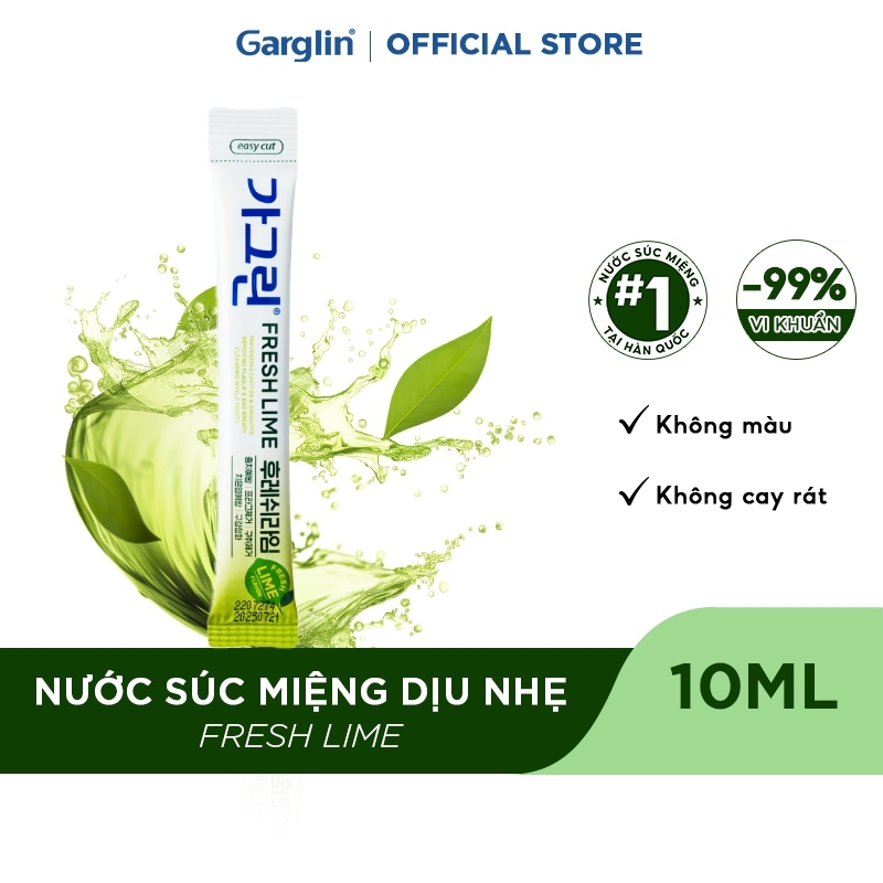 [Date T11.2024] Nước súc miệng Garglin Freshlime hương chanh bạc hà dạng gói 10ml | Shopee Việt Nam