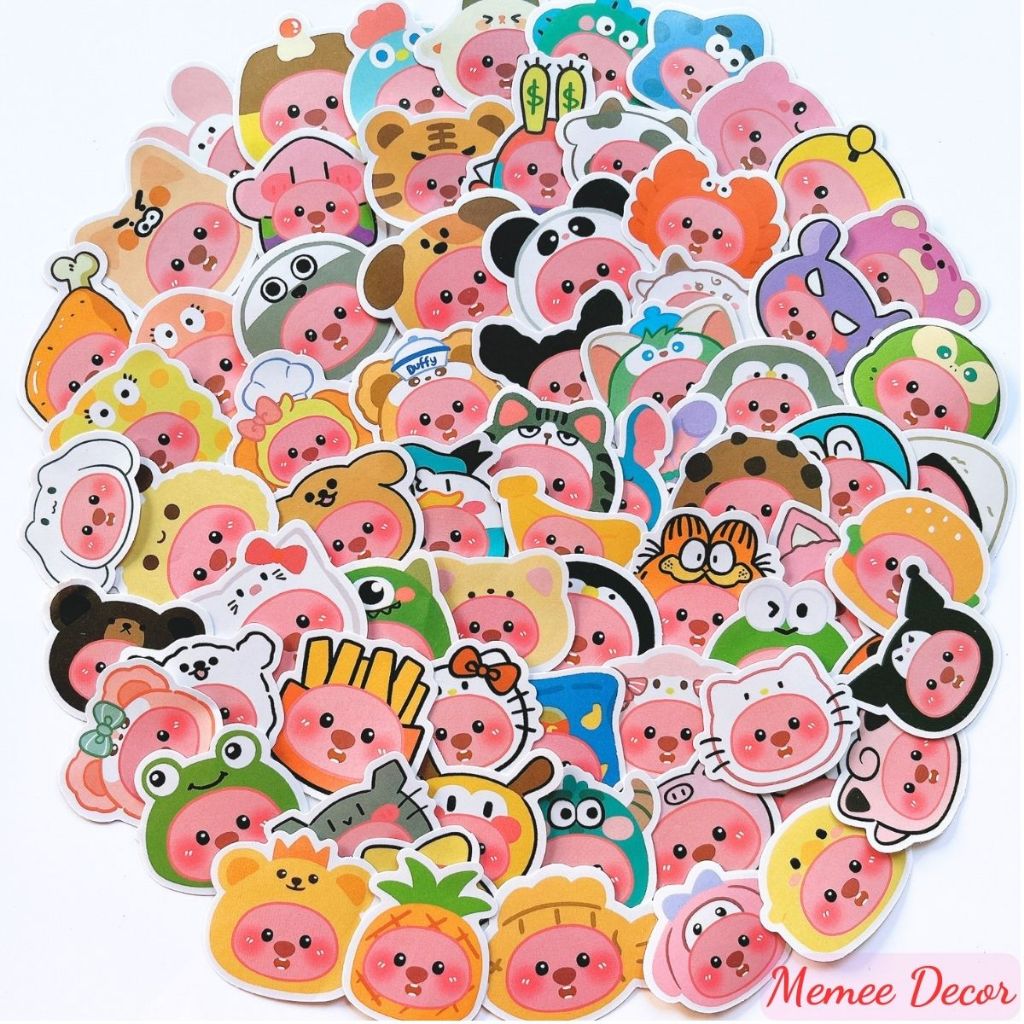 Bộ 100 Sticker Loopy Đầu Thú Cosplay Siêu Đáng Yêu Dùng Trang Trí ...