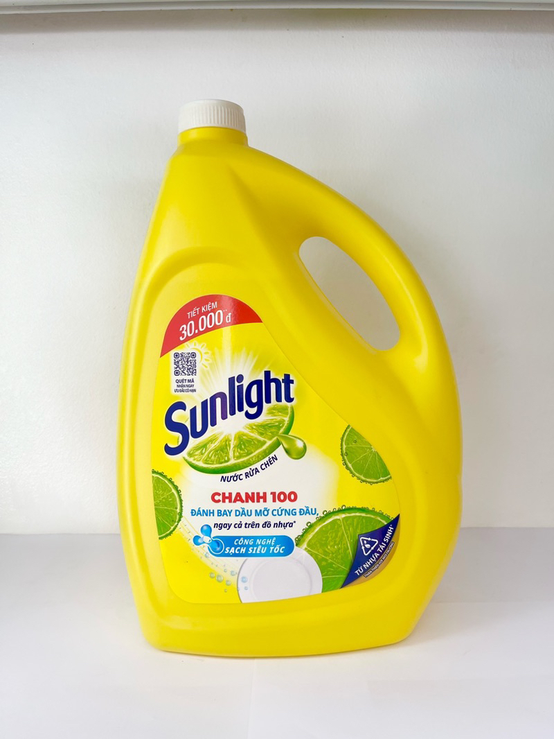 Nước Rửa Chén Bát Sunlight Chanh 100 Đánh Bay Dầu Mỡ Cứng Đầu Can 3.6KG ...