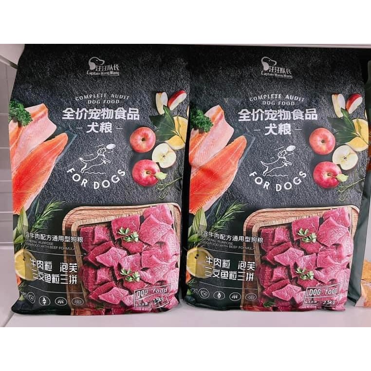 [Túi 2,5kg] Hạt CAPTAIN mix bò, phomai, cá hồi cho chó, thức ăn hạt ...