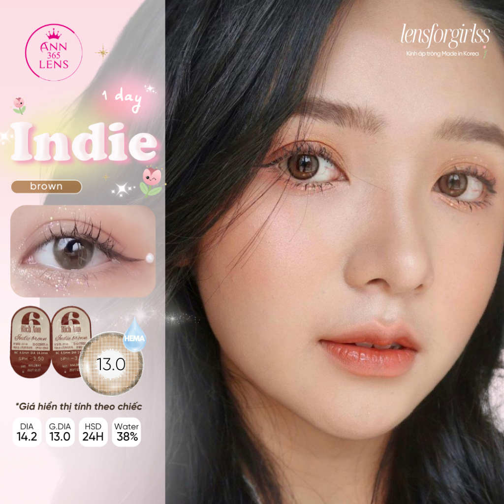 Kính áp tròng 1 NGÀY INDIE BROWN chính hãng ANN365 | Lens cận 1 ngày ...