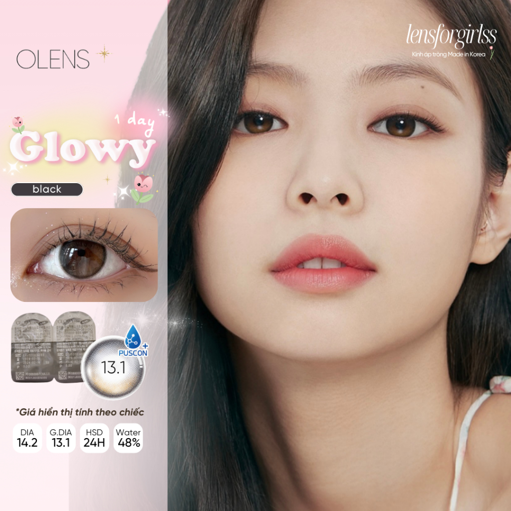 (OLENS) Lens 1 ngày | Kính áp tròng hiệu ứng phủ bóng GLOWY BLACK chính ...