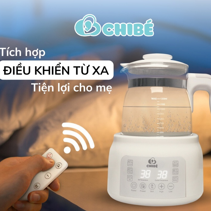 Máy Đun Nước hâm Sữa CHIBÉ - Có Điều Khiển Từ Xa Tiện Lợi - Ấm đun Giữ ...
