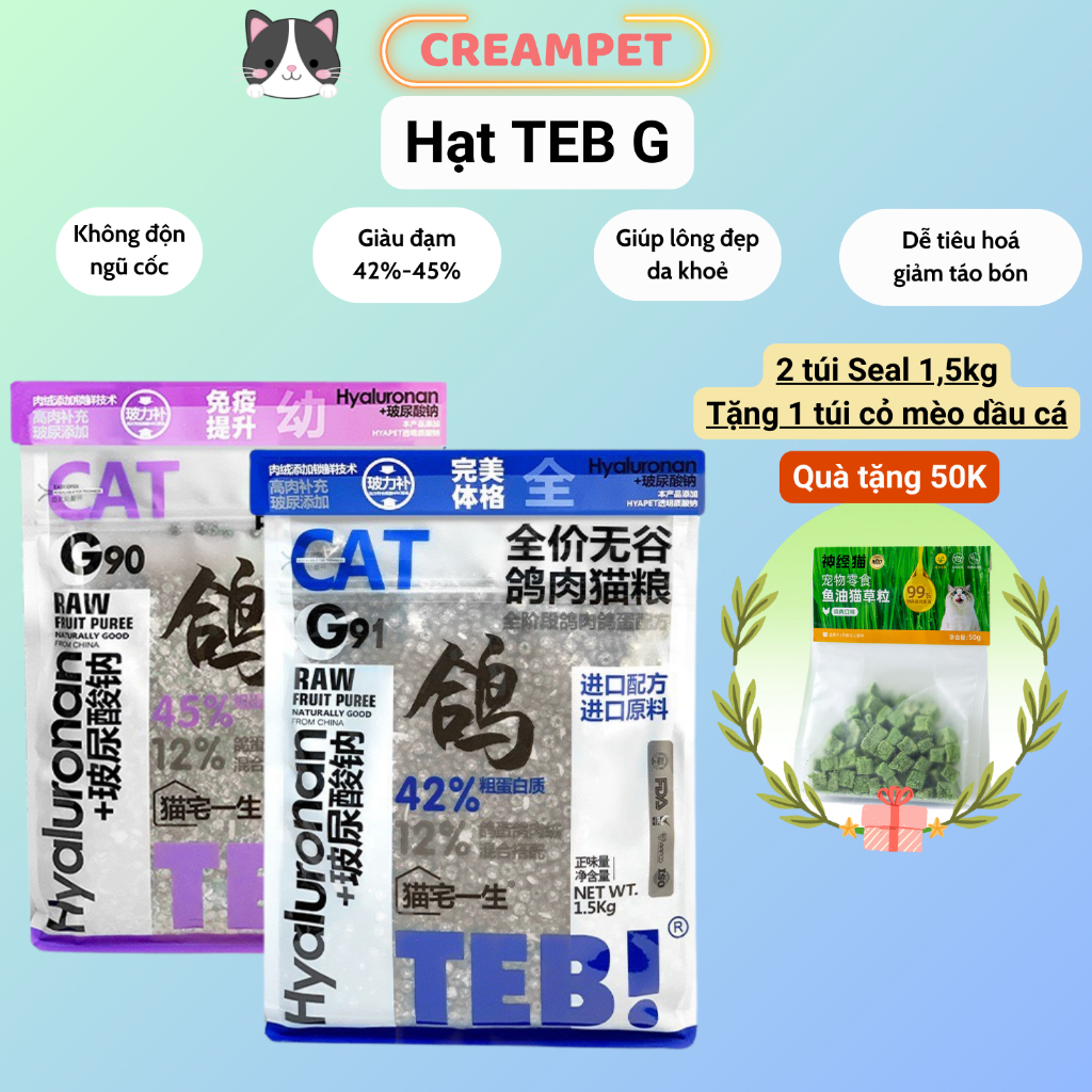 Hạt cho Mèo Teb G protein cao 42-45% - Hạt mix topping ruốc dành cho ...