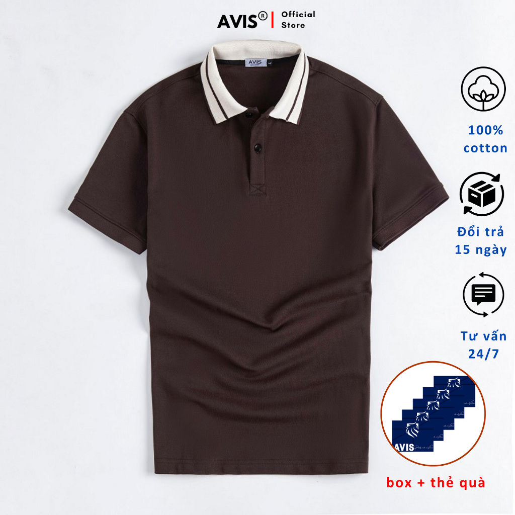 Áo Polo Nam Cao Cấp Phối Cổ Local Brand AVIS Áo Thun Có Cổ Nâu Socola ...