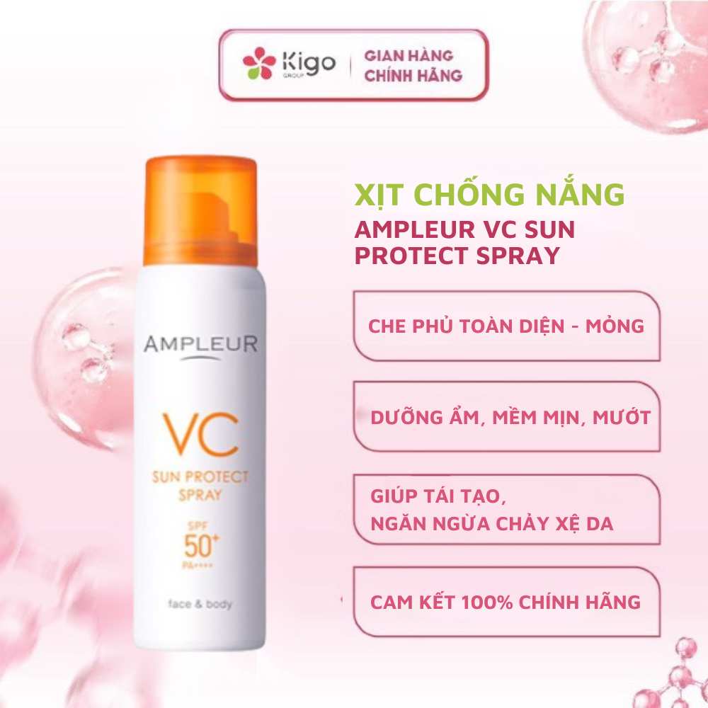 Xịt chống nắng Ampleur VC Sun Protect Spray dưỡng trắng sáng, bảo vệ da tối đa SPF 50+/PA ...