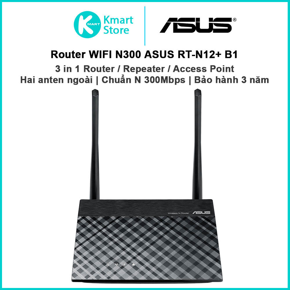Router WIFI ASUS RT-N12+ B1 | Chuẩn N 300Mbps | Chức năng 3 in 1 Router ...