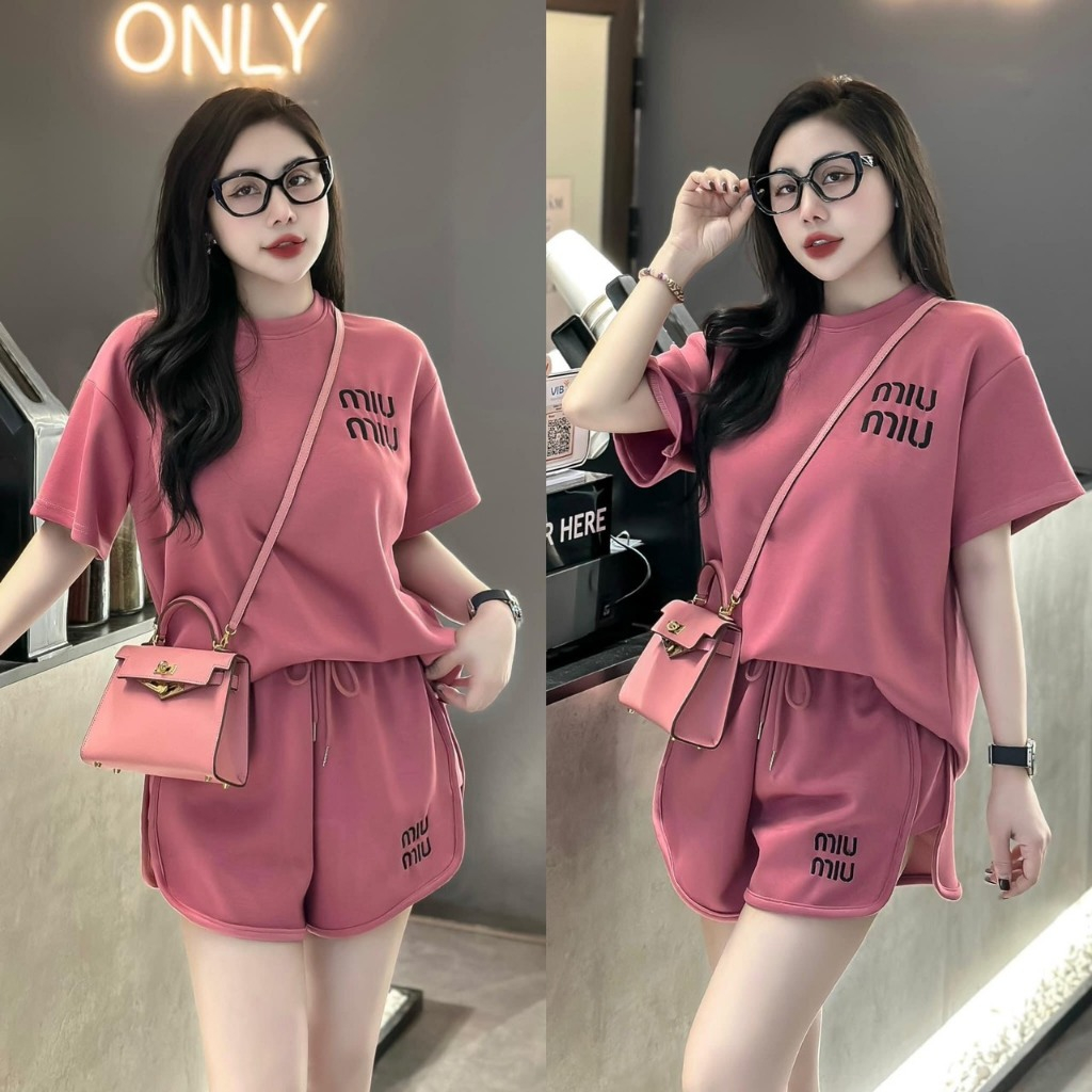 Bộ Đùi Nữ Thêu Logo Miu Miu Hàng QC 3 Màu Chất Cotton Thoáng Mát - Bộ Đồ Nữ Miu Miu Phong Cách ...