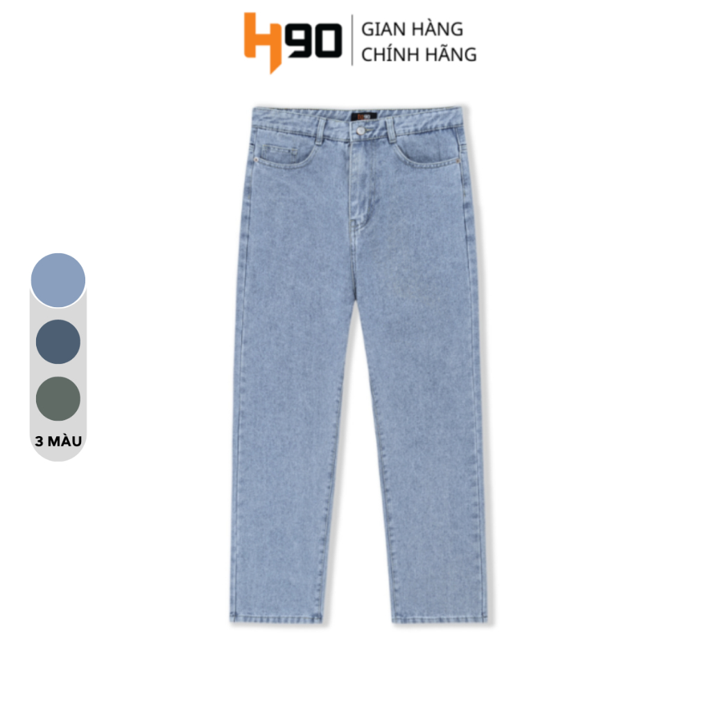 Quần Jean Nam H90 Dáng Suông Ống Đứng Unisex Chất Bò Không Co Giãn Cao ...