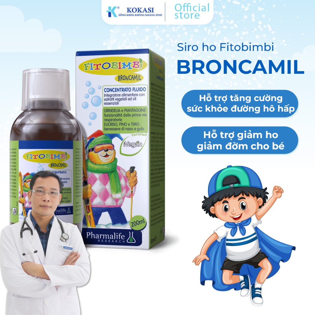 Siro Ho FITOBIMBI BRONCAMIL Hỗ Trợ Giảm Ho Đờm Cho Trẻ Chai 200ml ...