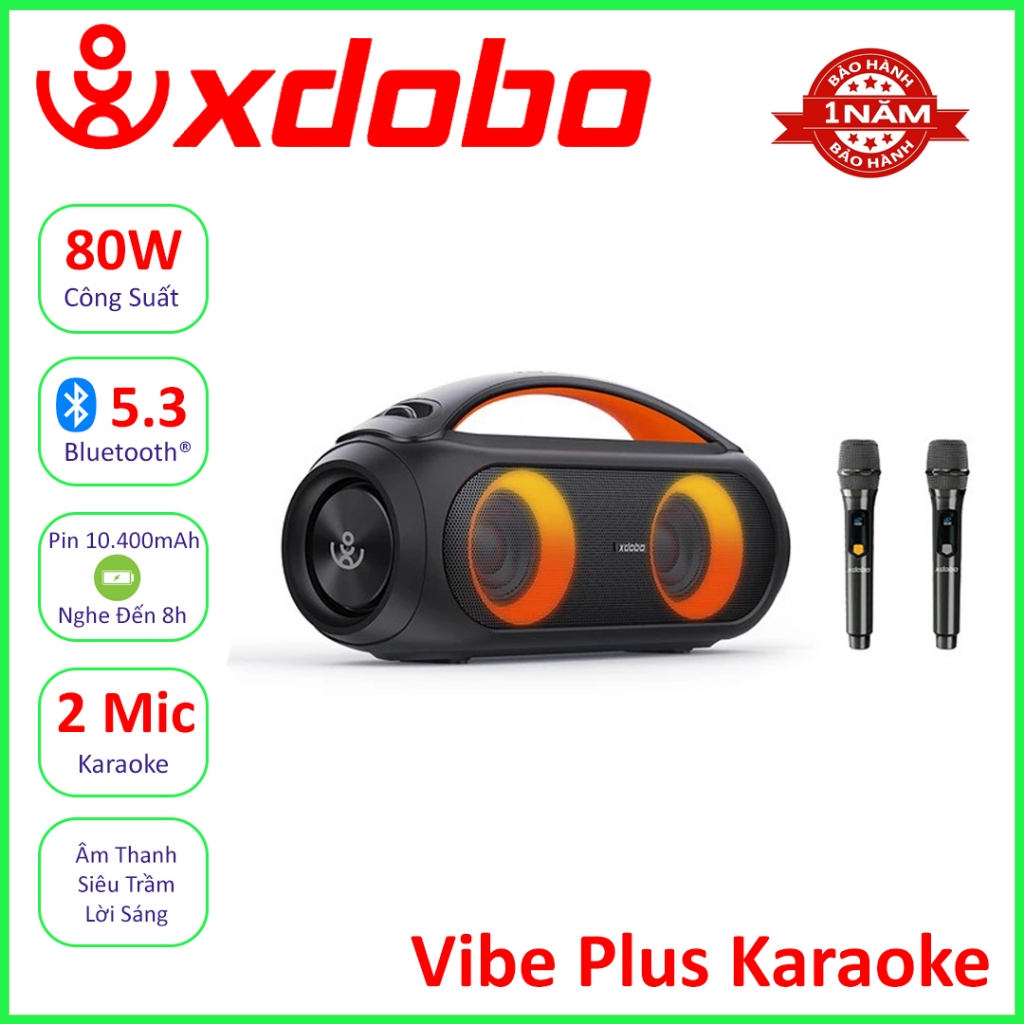 Loa Bluetooth 5.3 Xdobo Vibe Plus 2 Mic Karaoke, Bluetooth 5.3 Pin ...